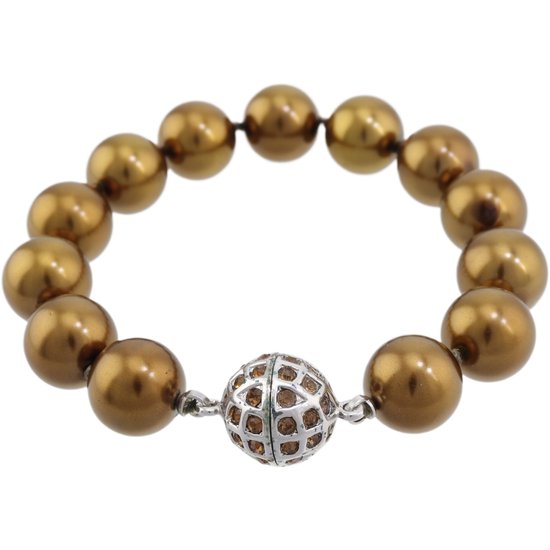 Behave - Armband bruine parels met magneetsluiting - feestelijk chic | bol