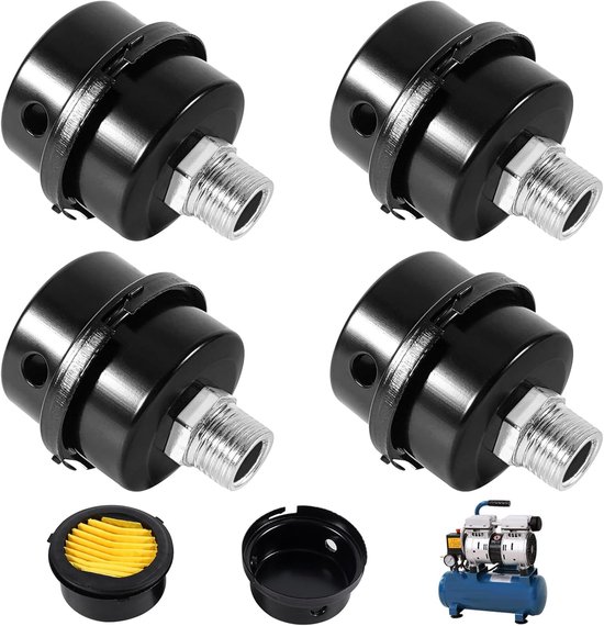 4pcs Air Filter Compressor - 16mm Threaded Silencer - Oilless Air ...