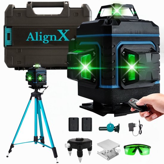 AlignX Kruislaser - 16 Lijnen 4D - Zelfnivellerend - Groene Laser ...