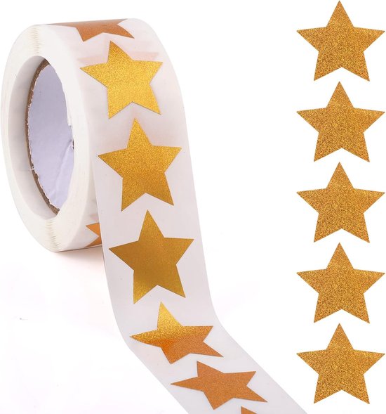 500st - Rollen Gouden Sterstickers - 25mm - Beloningssterstickers voor ...