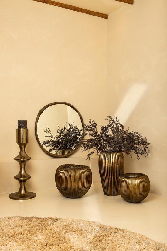 PTMD Russel Bloempot - 40x40x34 cm - Aluminium - Goud | bol