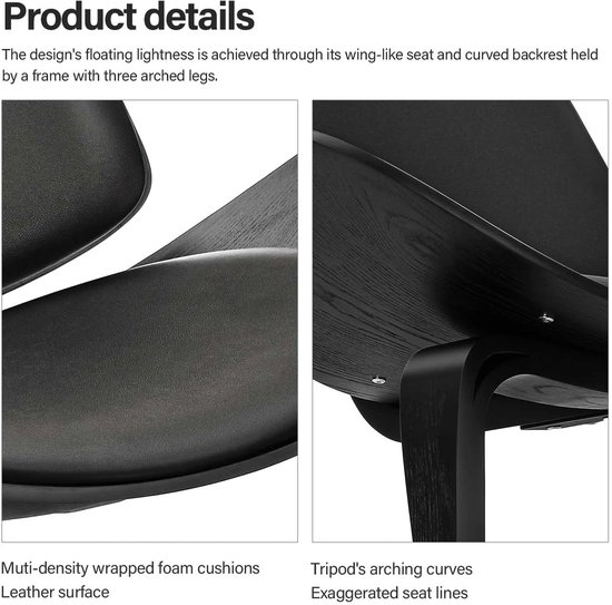 Shell Chair – Driepoot Stoel – Design Stoel – Kunstleer Stoel – Houten ...