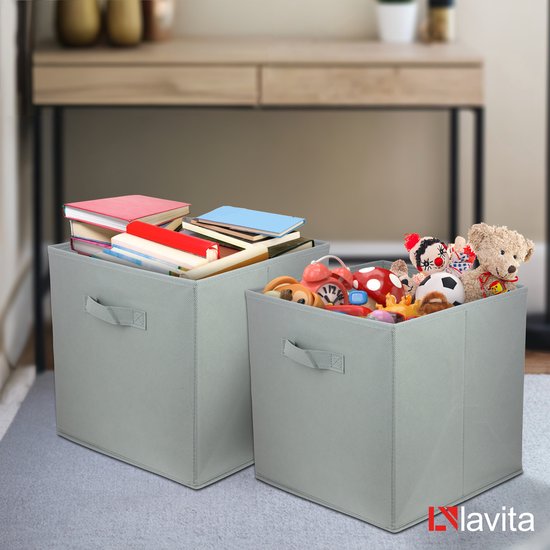 LAVITA® Opbergmand Textiel - 31x31x31 Lichtgrijs 4 Stuks - Opbergbox ...
