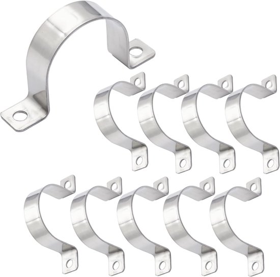 Pack of 10 Tube Clamps 40mm Stainless Steel U Tube Clamps - 2 Hole ...