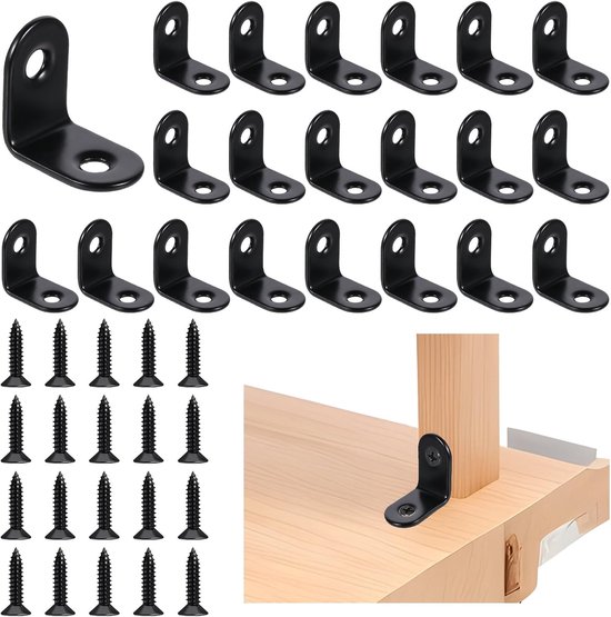 JIYIN L Beugel Hoek Brace, 20 STKS 25 x 25mm metalen hoek 90 graden ...