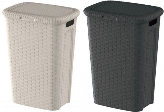 Weave Wasmand Hoog Model – 53 Liter – Set van 2 stuks - Donkergrijs ...