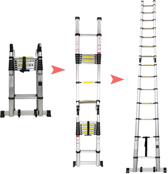 Telescopische Aluminium Ladder – Uitschuifbare Ladder – A-Frame Trap ...