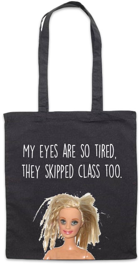 Tired Barbie Totebag - Canvastas met een kleurrijke print van een ...