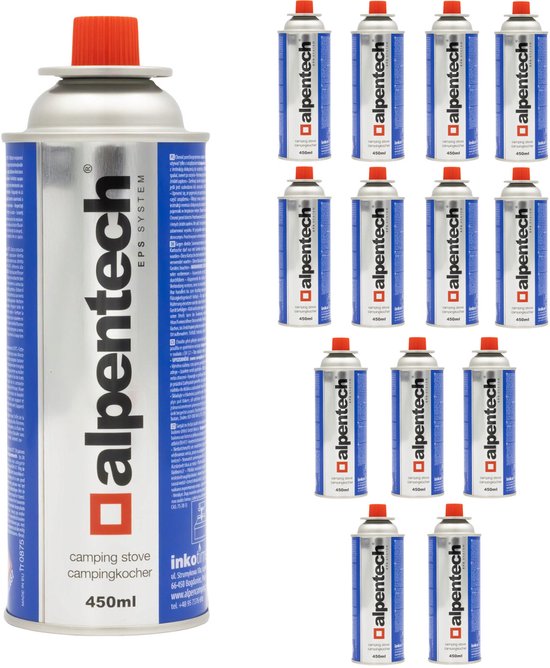 Alpentech 450ml gaspatroon, EN417 conform, isobutaan, EPS systeem, IK301 - Set van 14... | bol