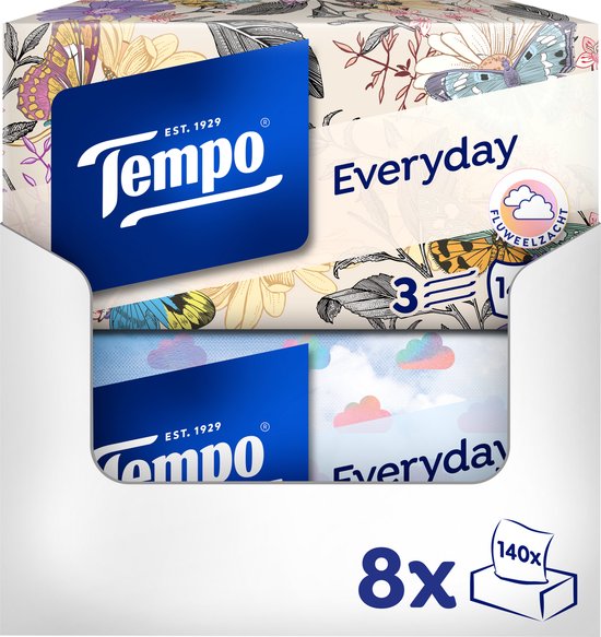 Tempo Tissues Everyday XXL box - 8 x 140 stuks - 1120 zakdoekjes | bol