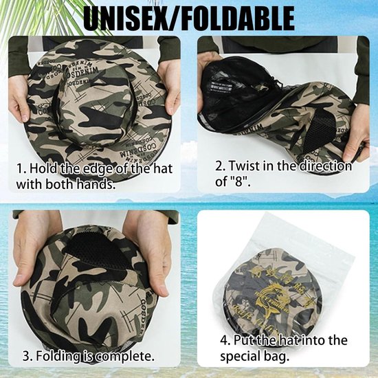 Muggennet hoed met afneembaar gaas voor gezichts- en nekbescherming ...