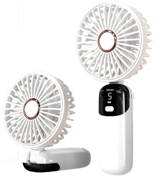 Draagbare Mini Hand Ventilator - 5 standen USB Type C oplaadbaar | bol