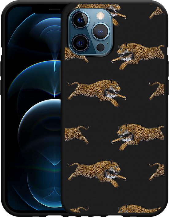 Cazy Hoesje Zwart geschikt voor iPhone 12 Pro Max - Leopard | bol