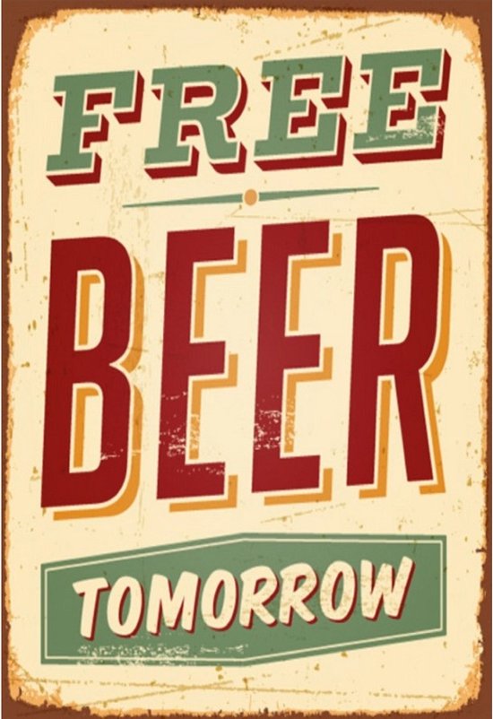 Wandbord - Free Beer Tomorrow | bol