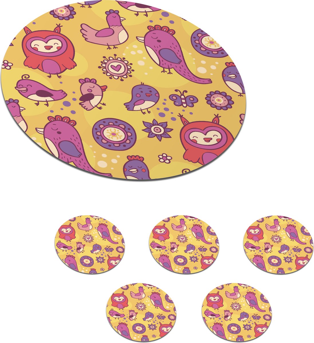 Onderzetters voor glazen - Rond - Meisjes - Vogel - Uil - Patronen ...