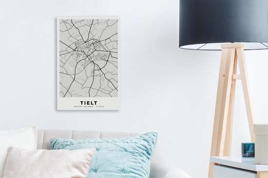 Canvas Schilderij Zwart Wit – België – Plattegrond – Stadskaart – Kaart ...