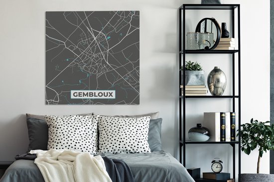 Toile Peinture België – Gembloux – Plan de Ville – Carte – Blauw ...