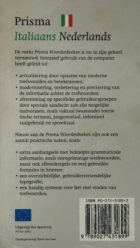 Prisma woordenboek Italiaans - Nederlands, Laura Schram-Pighi ...
