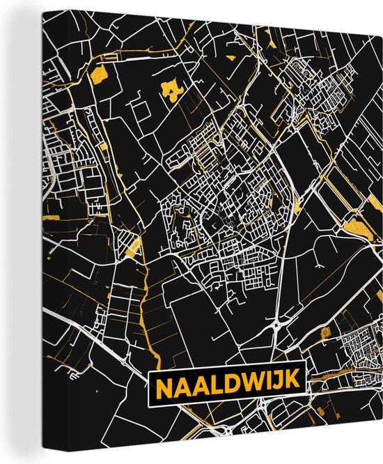 Canvas Schilderij Naaldwijk - Stadskaart - Goud - Plattegrond - Kaart ...