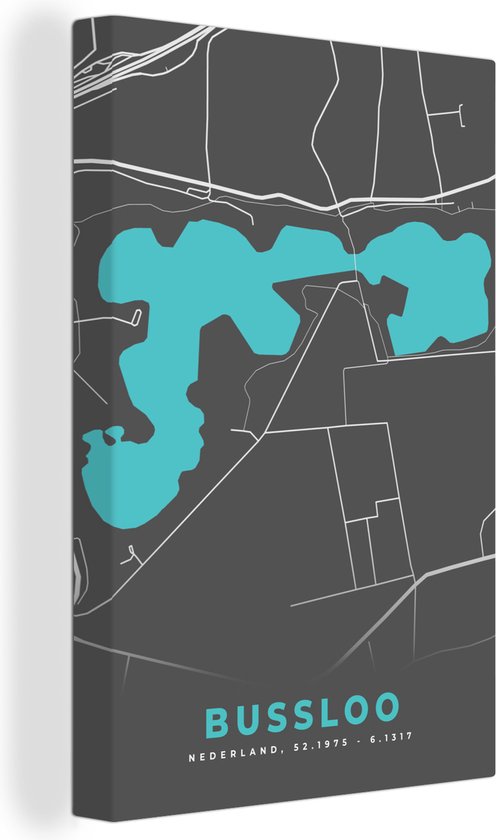 Canvas schilderij 90x140 cm - Wanddecoratie Stadskaart - Bussloo ...