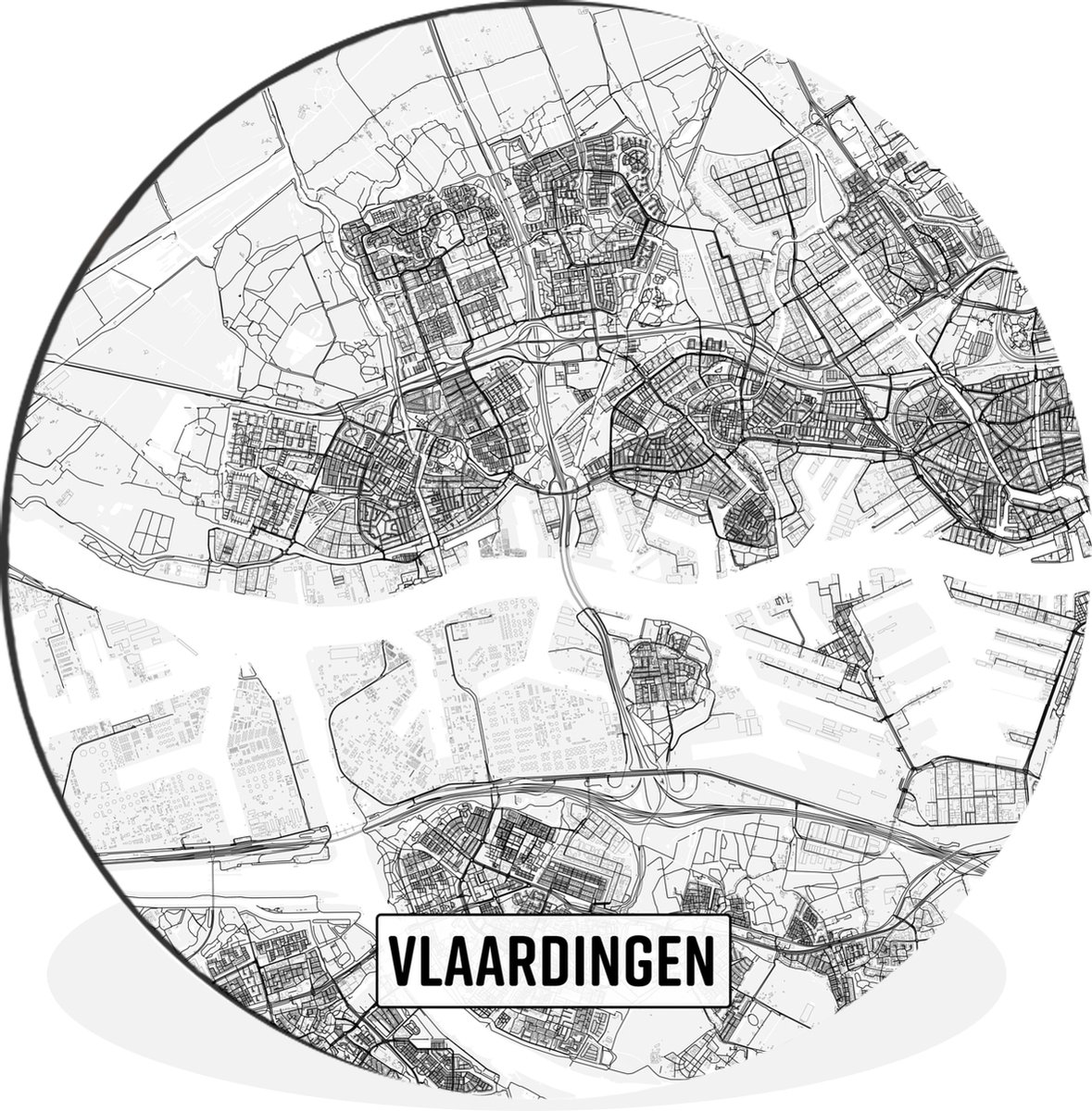 Plan de la ville Vlaardingen Wall cercle aluminium - Carte ⌀ 120 cm ...