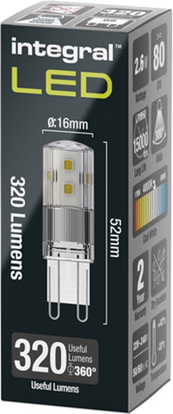 Integral LED - G9 LED lamp - 2,6 watt - 4000K neutraal wit - 320 lumen - niet dimbaar | bol.com