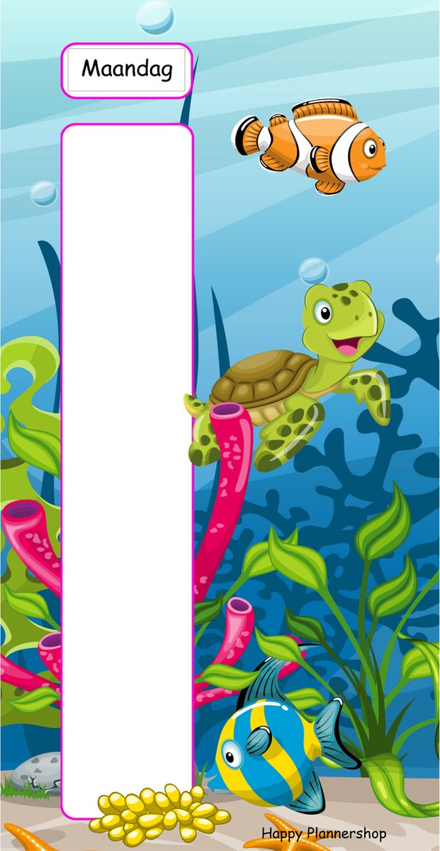 Pakket dagplanbord Sealife meisjesvariant - weekplanner Kind - Planbord ...