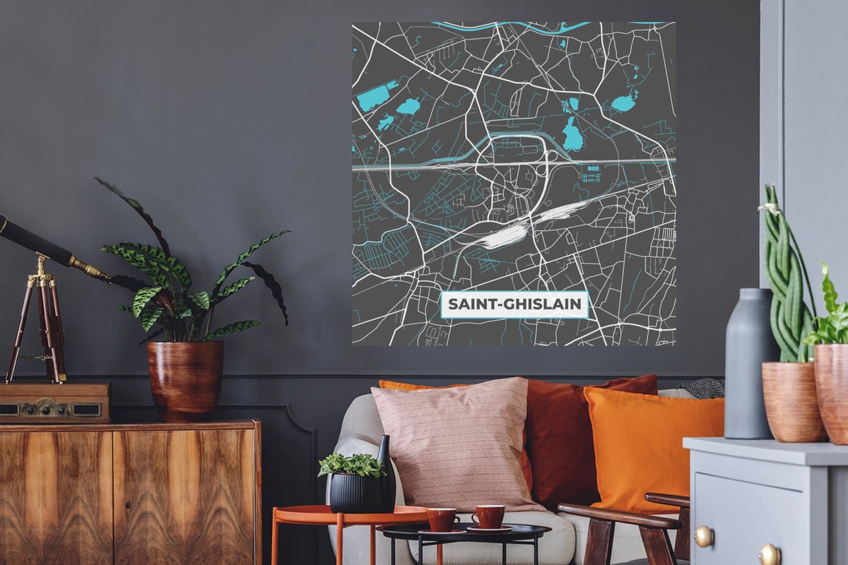 Muurstickers - Kaart – Plattegrond – Stadskaart – Saint Ghislain ...