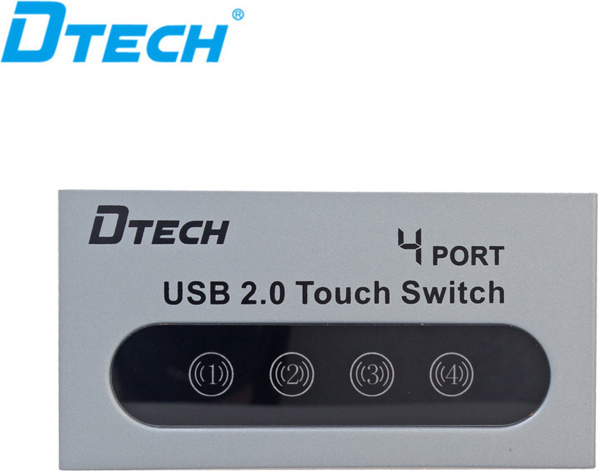NÖRDIC USB-SW4 USB-A naar USB-B Switch - 4 naar 1 - 1 Stuk - Grijs ...