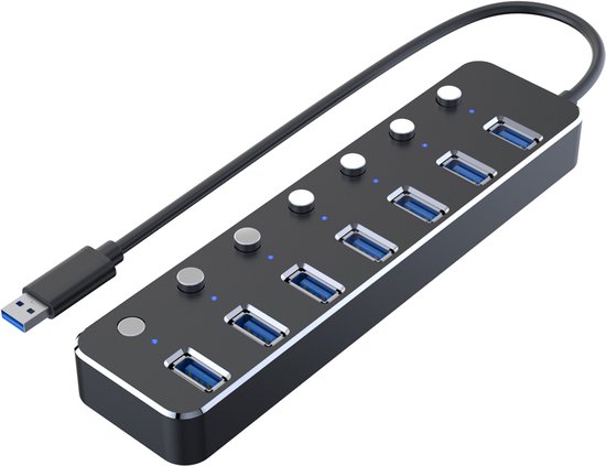 NÖRDIC USBC-HUB37 USB-C naar 7x USB hub - USB-C 3.0 - 5Gbps - Met ...