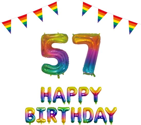 57 jaar Verjaardag Versiering Pakket Regenboog | bol