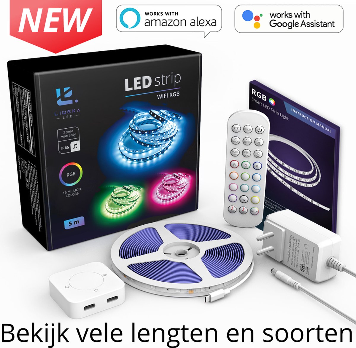 Lideka - LED Strip - 5 Meter - met Afstandsbediening - RGB - 3 Honderd Led lights -... | bol.com