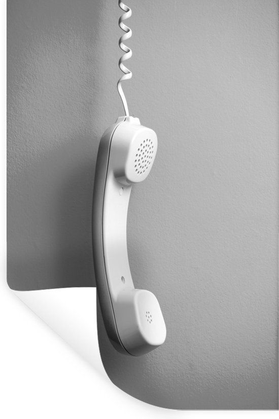 De hoorn van een retro telefoon - zwart wit Muursticker | bol.com