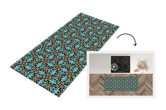 Keukenloper - Loper keuken - Bloemen - Patronen - Blauw - Doolhof ...