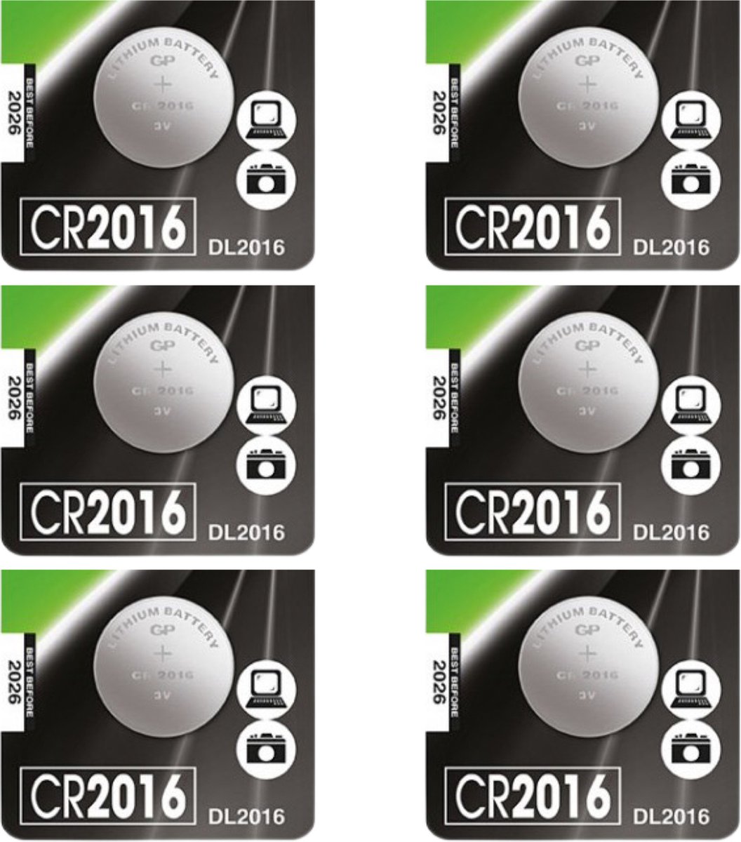 GP Batterij CR 2016 - Knoopcel - Lithium - 3Volt - 6 STUK(S) | bol