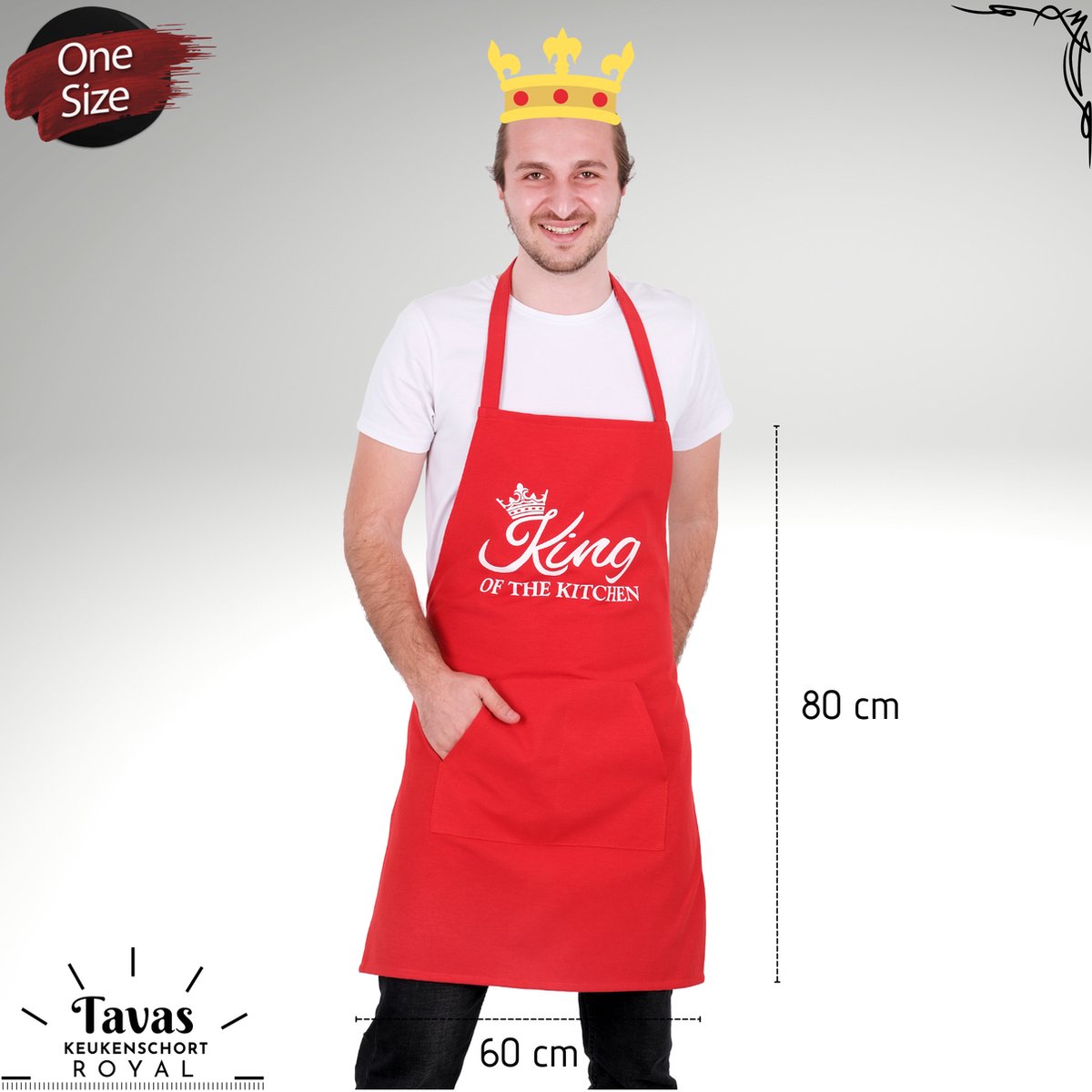 Royal Keukenschort Rood | 60x80 cm | King of the Kitchen | Kookschort ...