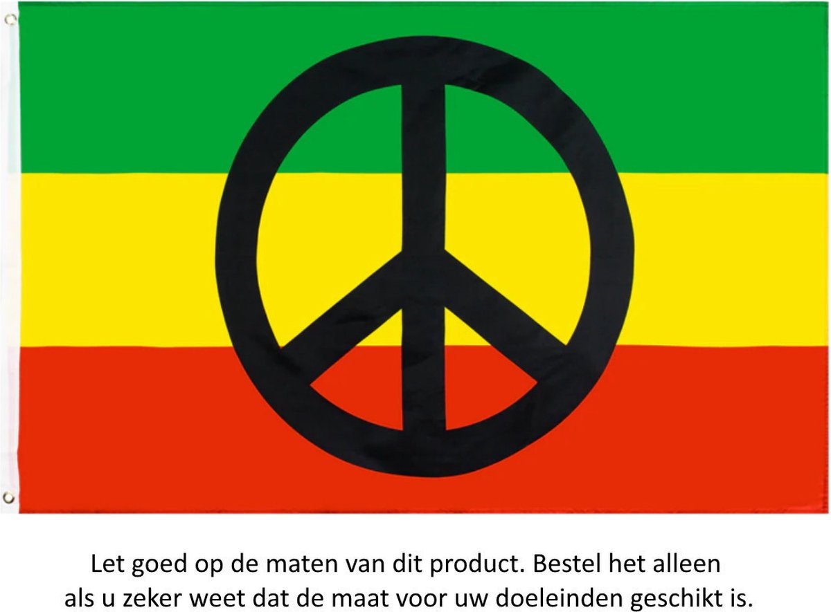 Rasta Peace Vlag 150x90CM - Zwart Geel Rood Groen - Vrede - Flag ...