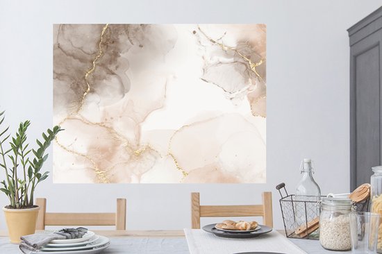 Stickers Stickers muraux - Marbre - Marron - Or - 120x90 cm - Feuille ...