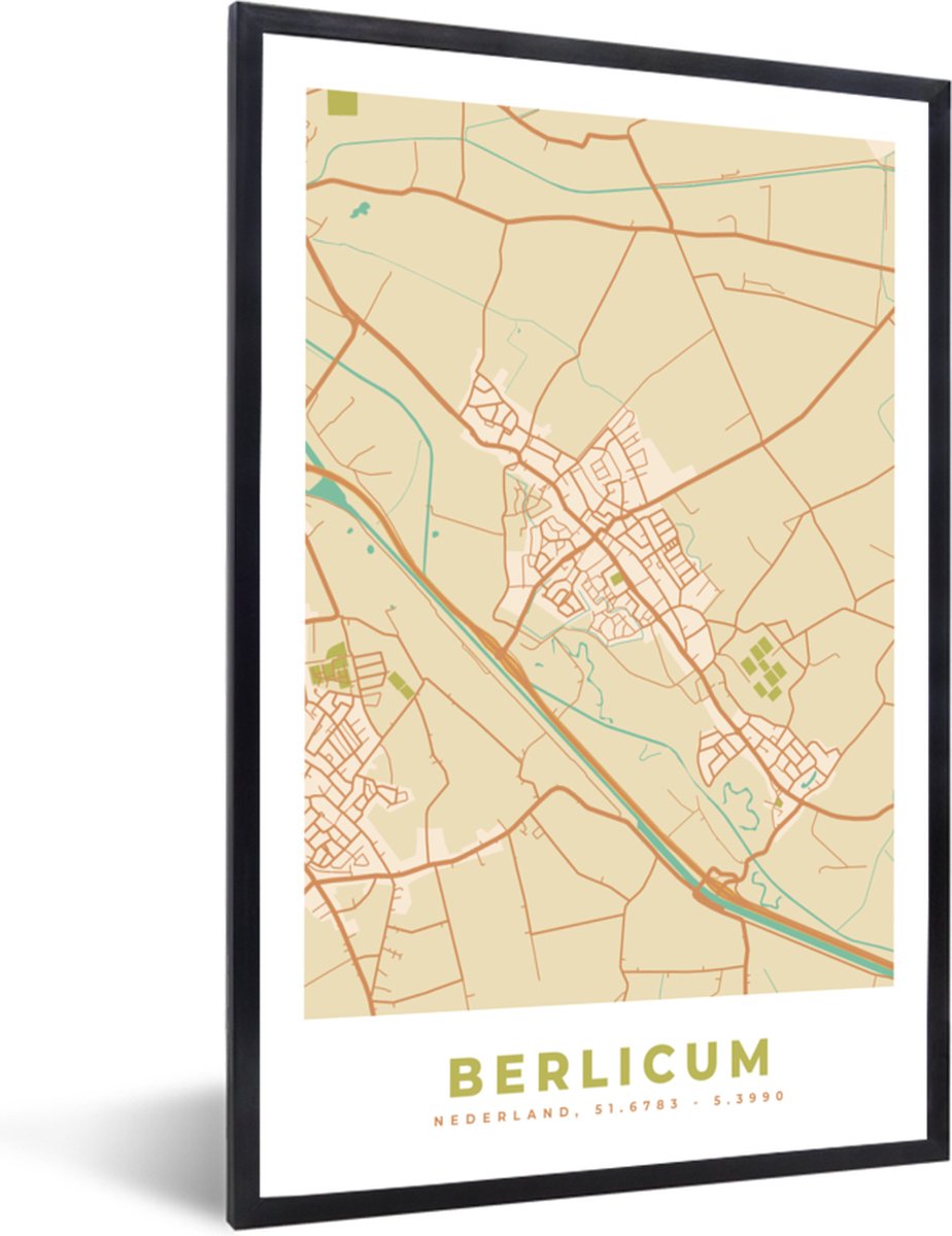 Fotolijst incl. Poster - Berlicum - Nederland - Stadskaart ...