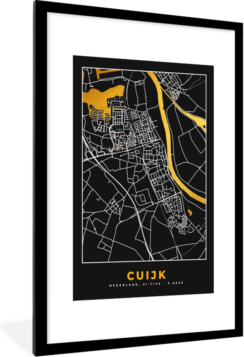 Fotolijst incl. Poster - Cuijk - Goud - Stadskaart - Plattegrond ...