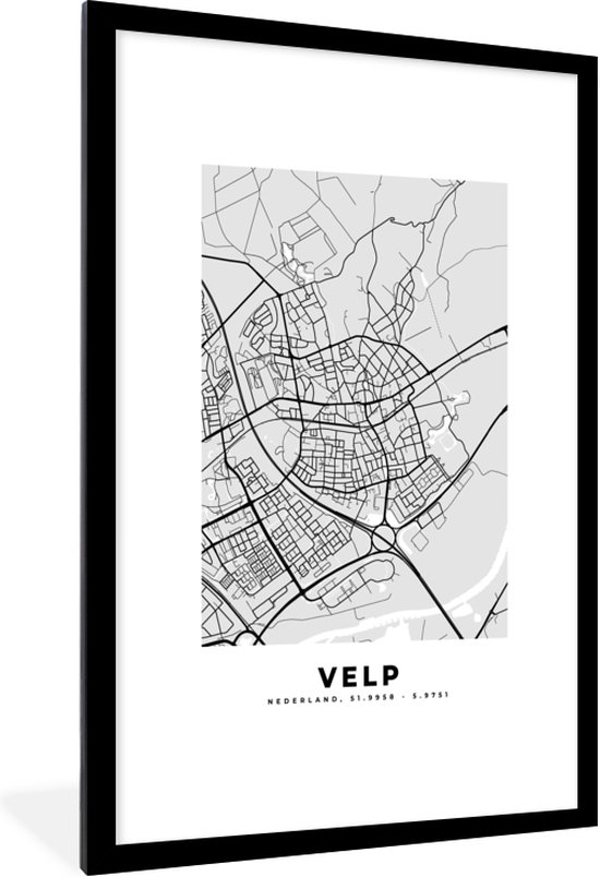 Fotolijst incl. Poster - Plattegrond - Kaart - Velp - Stadskaart ...