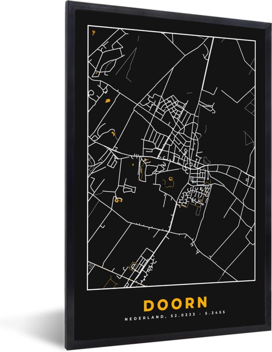 Fotolijst incl. Poster - Doorn - Nederland - Goud - Kaart - Stadskaart ...