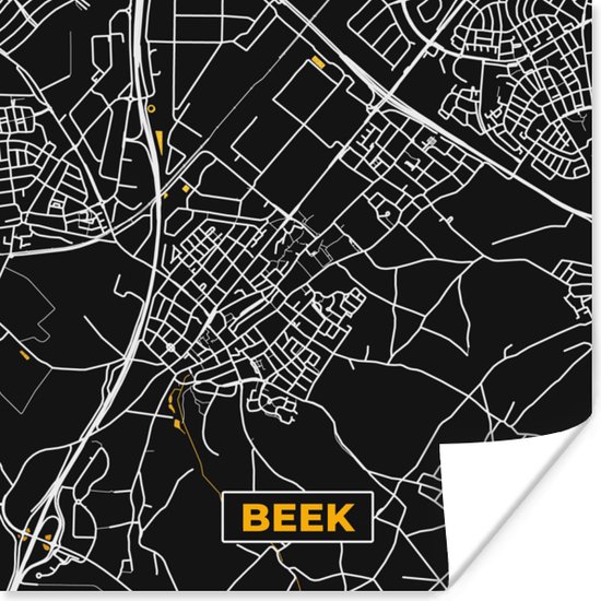 Poster Beek - Black and Gold - Stadskaart - Kaart - Plattegrond ...