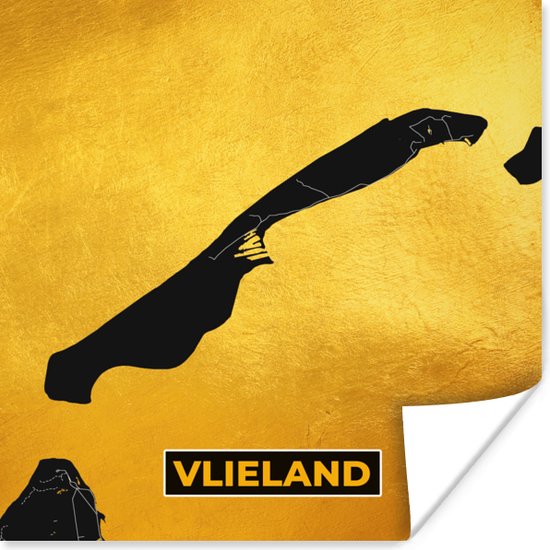 Poster Eiland - Vlieland - Kaart - Plattegrond - Stadskaart - 30x30 cm ...