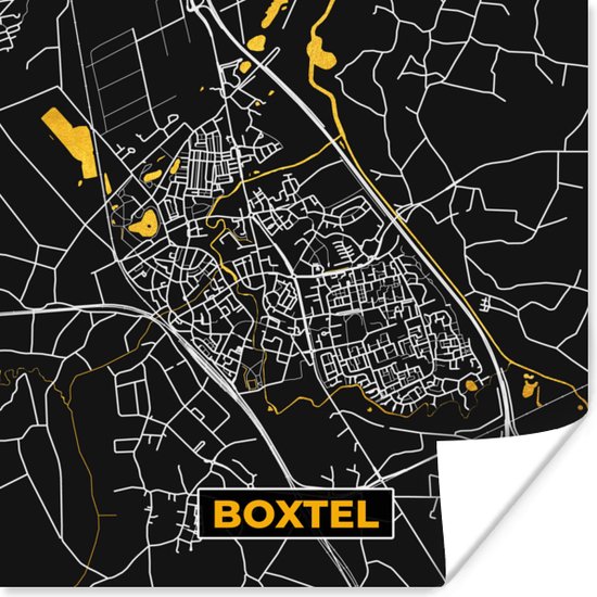 Poster Boxtel - Goud - Stadskaart - Plattegrond - Kaart - 30x30 cm | bol