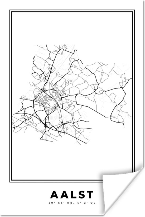 Poster Plattegrond – Aalst – Zwart Wit – Stadskaart - Kaart - België ...