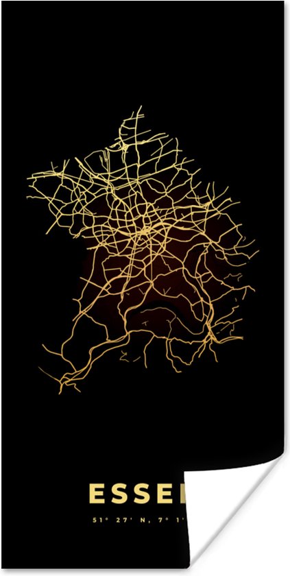 Poster Essen - Kaart - Goud - Plattegrond - Stadskaart - 75x150 cm | bol
