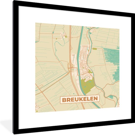 Fotolijst incl. Poster - Breukelen - Vintage - Stadskaart - Plattegrond ...