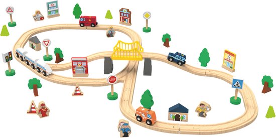 Playtive Houten Treinbaanset - Stimuleert de creativiteit, fantasie en fijne motoriek... | bol.com