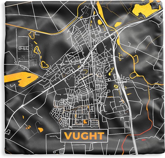 Kussenhoes 50x50 cm - Vught - Stadskaart - Goud - Plattegrond - Kaart ...